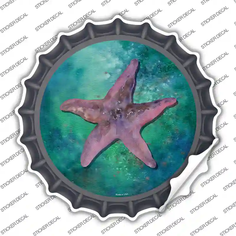 Starfish Aqua Novelty Bottle Cap Sticker Decal | Smart Blonde