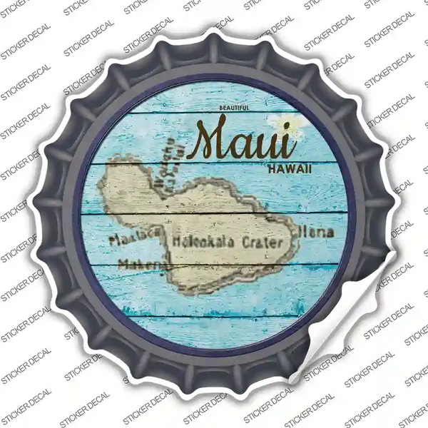 Maui Hawaii Map Novelty Bottle Cap Sticker Decal | Smart Blonde