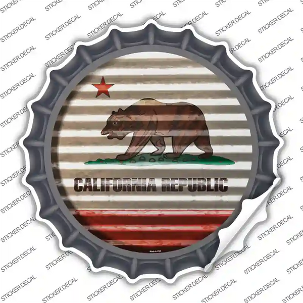 California Flag Corrugated Novelty Bottle Cap Sticker Decal | Smart Blonde