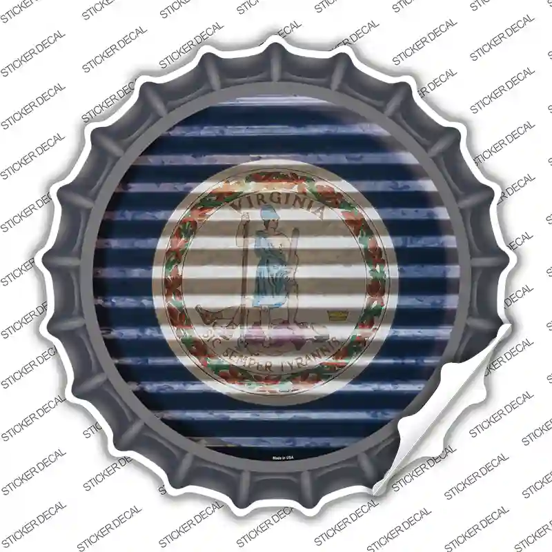 Virginia Flag Corrugated Novelty Bottle Cap Sticker Decal | Smart Blonde