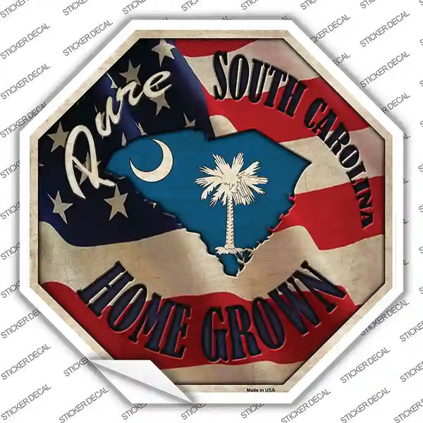 South Carolina Home Grown Novelty Octagon Sticker Decal | Smart Blonde