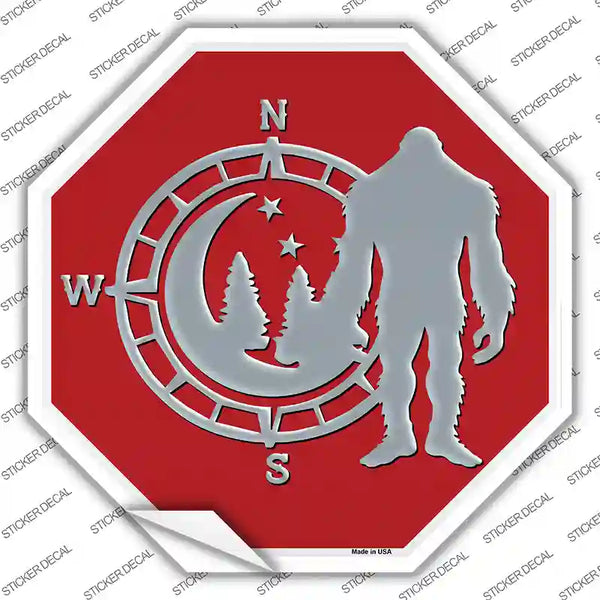 Bigfoot Compass East Red Novelty Octagon Sticker Decal | Smart Blonde