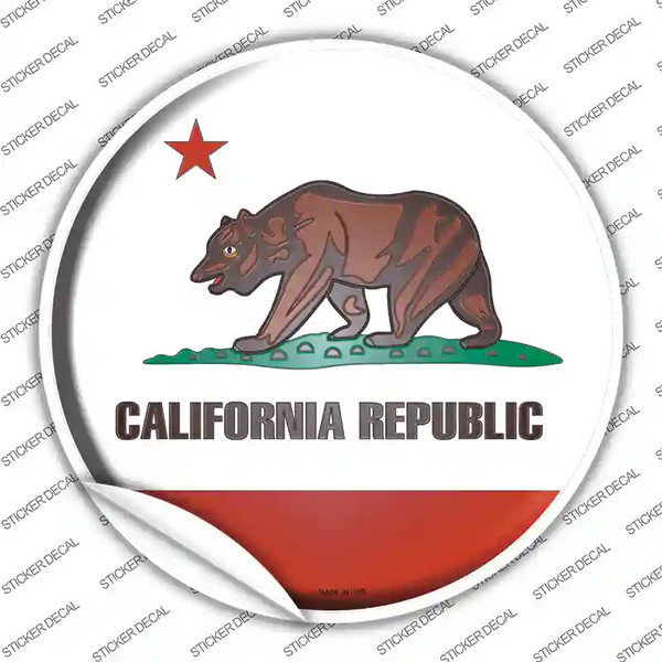 California State Flag Novelty Circle Sticker Decal | Smart Blonde