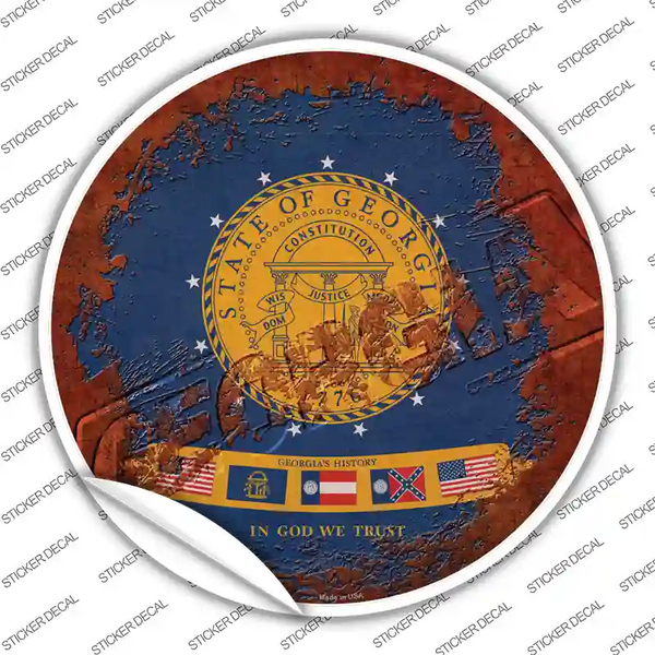 Georgia Rusty Stamped Novelty Circle Sticker Decal | Smart Blonde