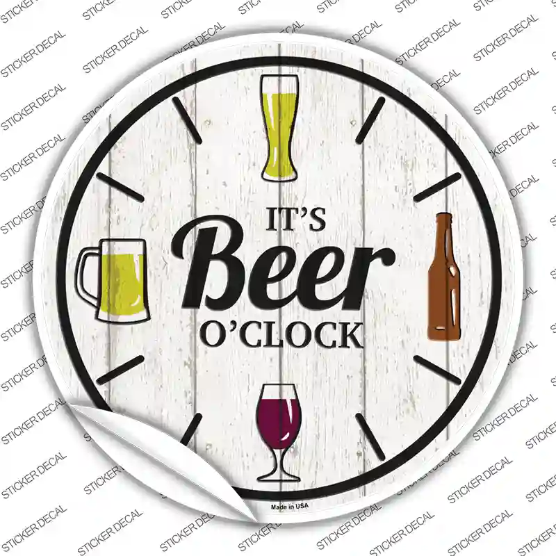 Beer Oclock Novelty Circle Sticker Decal | Smart Blonde