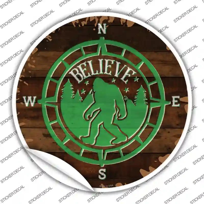Sasquatch Compass Believe Novelty Circle Sticker Decal | Smart Blonde