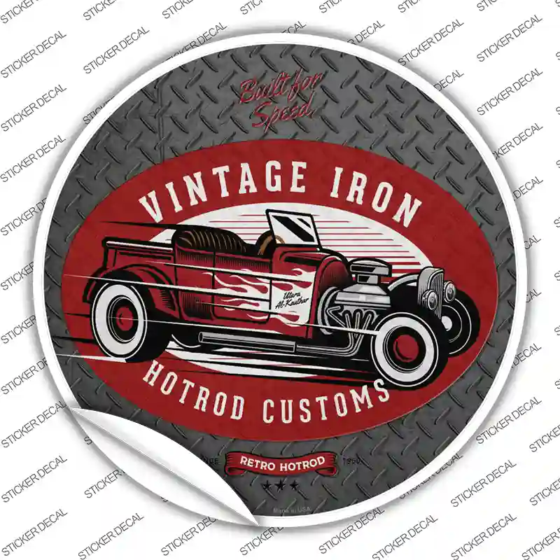 Vintage Iron Red Novelty Circle Sticker Decal | Smart Blonde