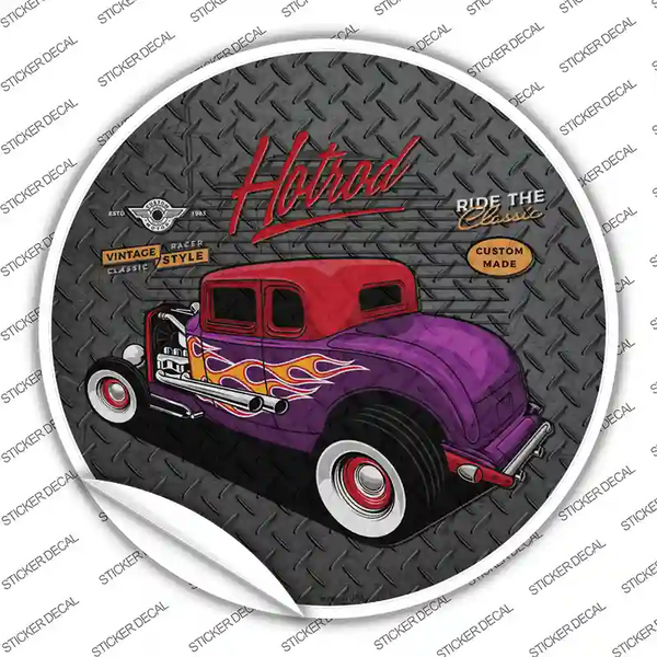 Purple Flame Hotrod Novelty Circle Sticker Decal | Smart Blonde