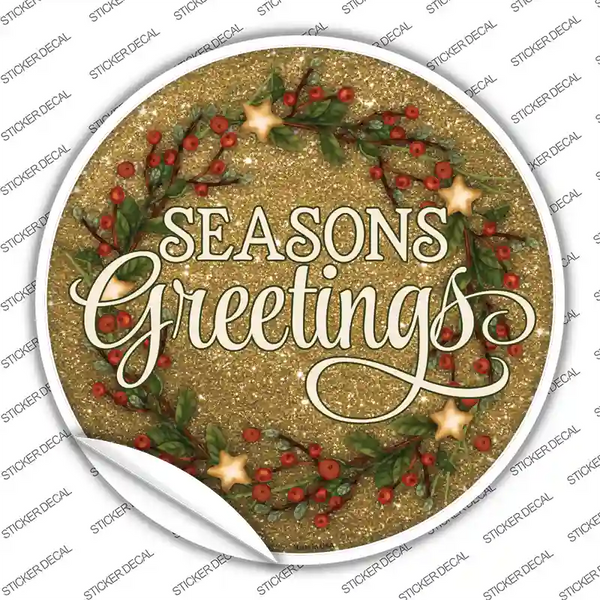 Seasons Greetings Glitter Novelty Circle Sticker Decal | Smart Blonde
