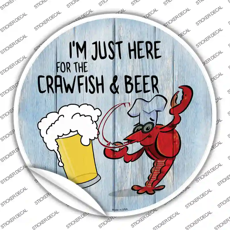 Crawfish and Beer Novelty Circle Sticker Decal | Smart Blonde