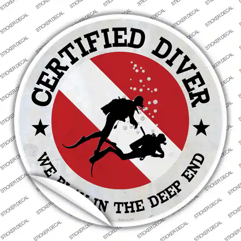 Certified Diver Deep End Novelty Circle Sticker Decal | Smart Blonde