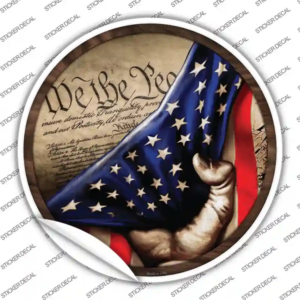 Constitution American Flag Novelty Circle Sticker Decal | Smart Blonde