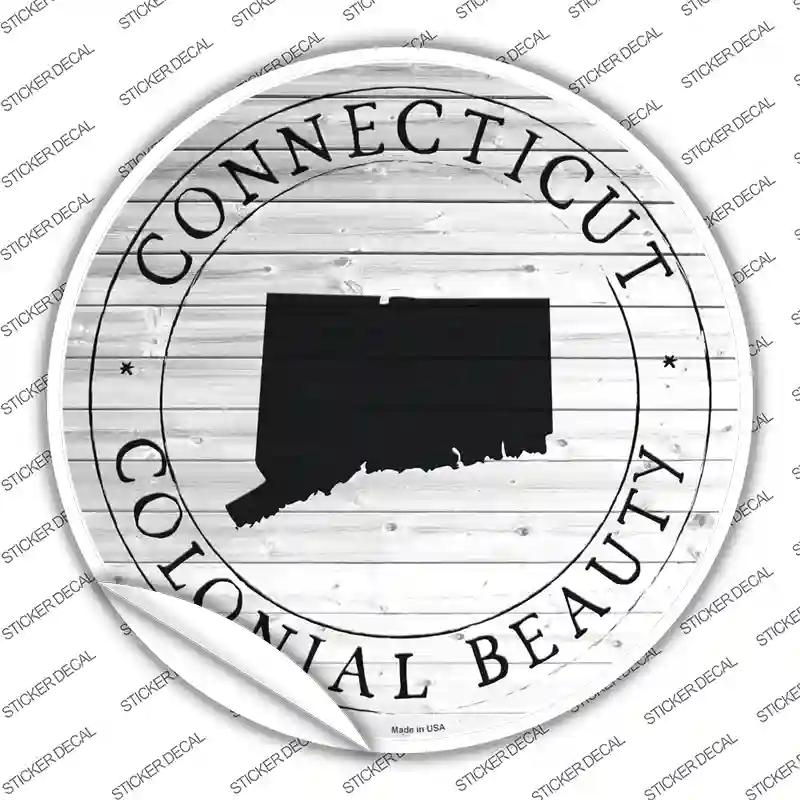 Connecticut Colonial Beauty Novelty Circle Sticker Decal | Smart Blonde