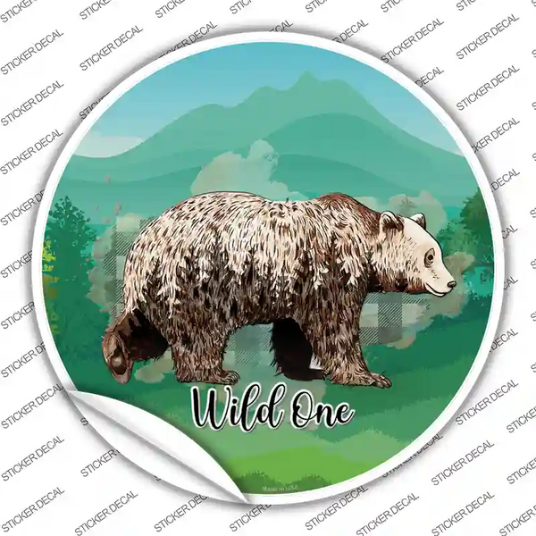 Wild One Bear Novelty Circle Sticker Decal | Smart Blonde