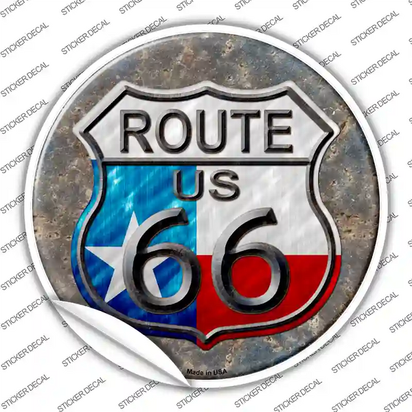 Texas Route 66 Novelty Circle Sticker Decal | Smart Blonde