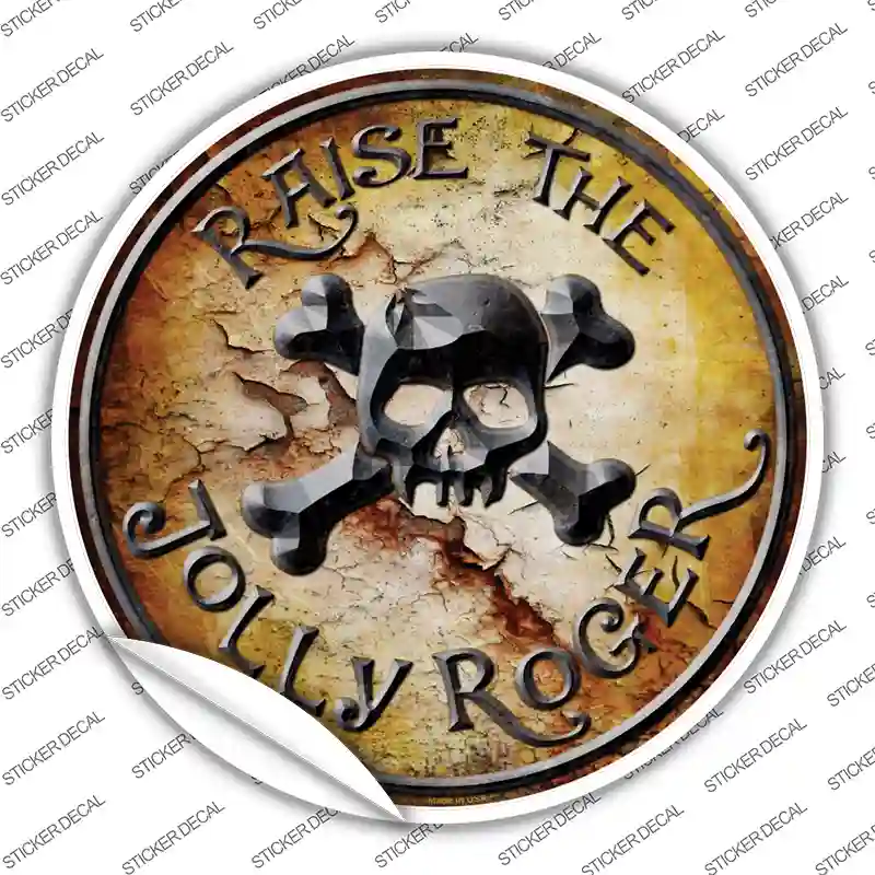 Raise The Jolly Roger Novelty Circle Sticker Decal | Smart Blonde
