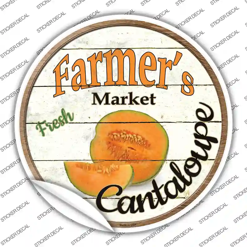 Farmers Market Cantaloupe Novelty Circle Sticker Decal | Smart Blonde