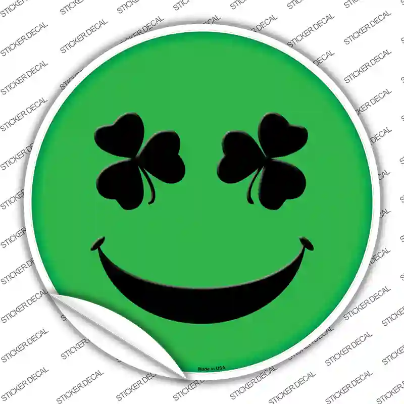 Shamrock Smiling Face Novelty Circle Sticker Decal | Smart Blonde