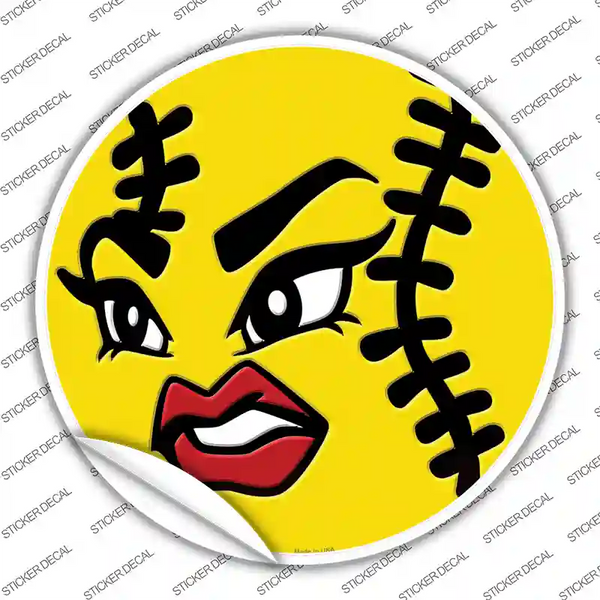 Angry Softball Novelty Circle Sticker Decal | Smart Blonde