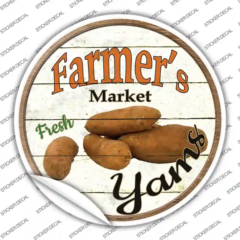 Farmers Market Yams Novelty Circle Sticker Decal | Smart Blonde