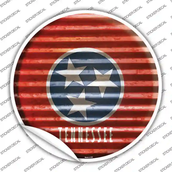 Tennessee Flag Corrugated Novelty Circle Sticker Decal | Smart Blonde