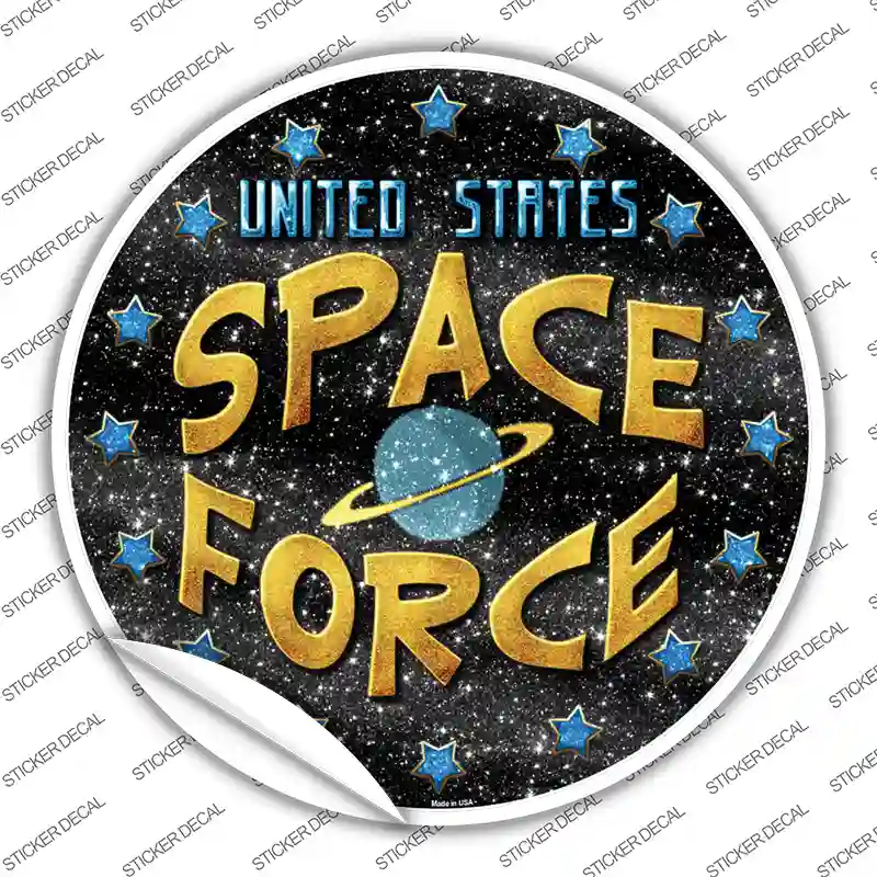US Space Force Novelty Circle Sticker Decal | Smart Blonde