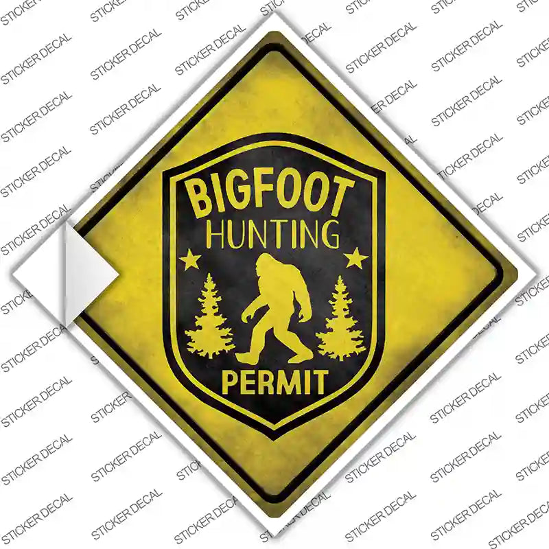 Bigfoot Hunting Permit Novelty Diamond Sticker Decal | Smart Blonde