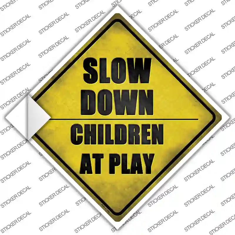 Slow Down Children At Play Novelty Diamond Sticker Decal | Smart Blonde