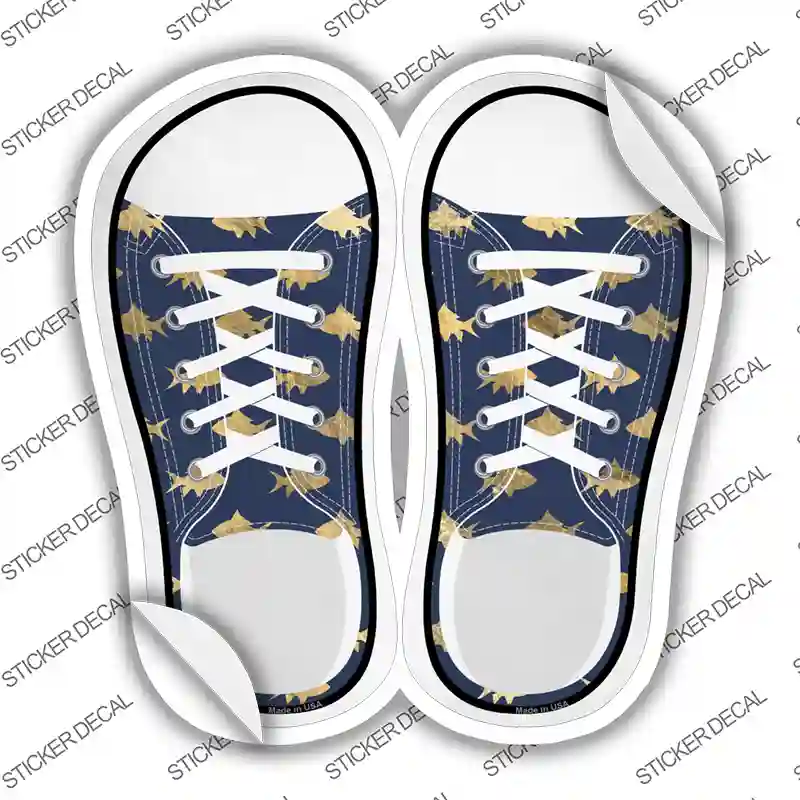 Fishes Navy Blue Novelty Shoe Outlines Sticker Decal | Smart Blonde