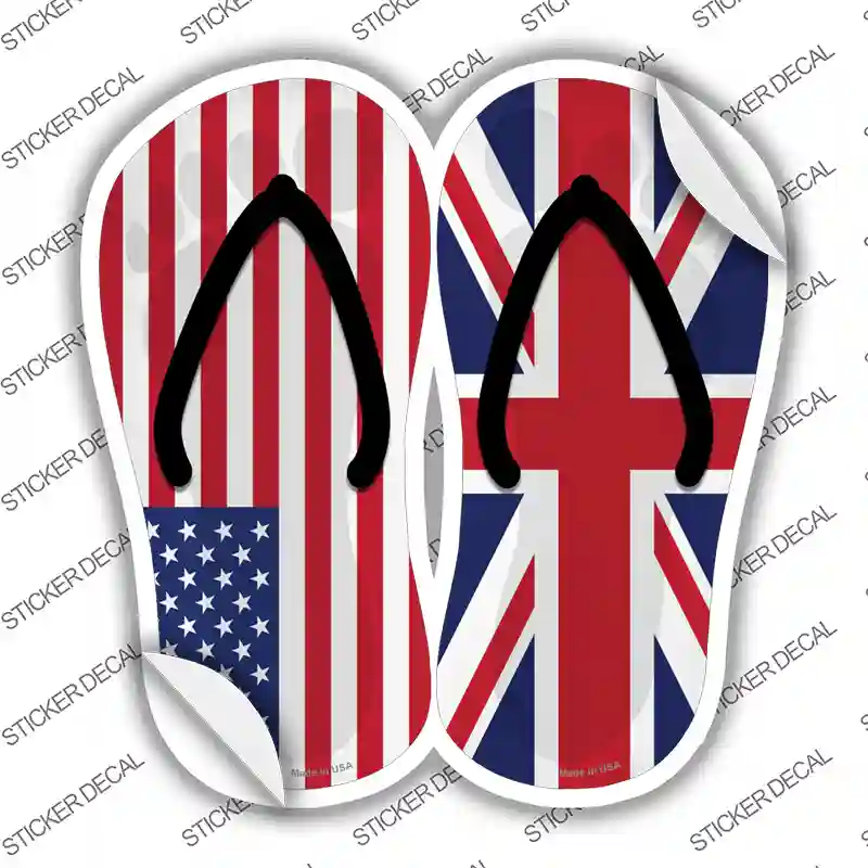 USA|Britain Flag Novelty Flip Flops Sticker Decal | Smart Blonde