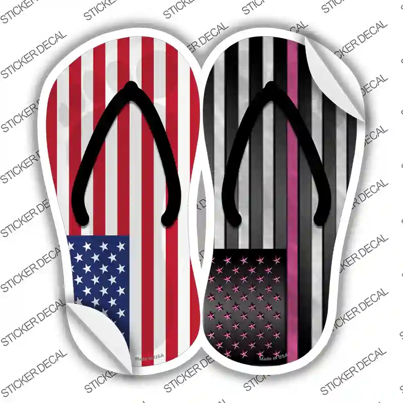 USA|Pink American Flag Novelty Flip Flops Sticker Decal | Smart Blonde