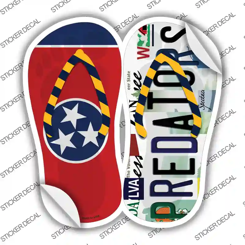 TN Flag|Predators Strip Art Novelty Flip Flops Sticker Decal | Smart Blonde