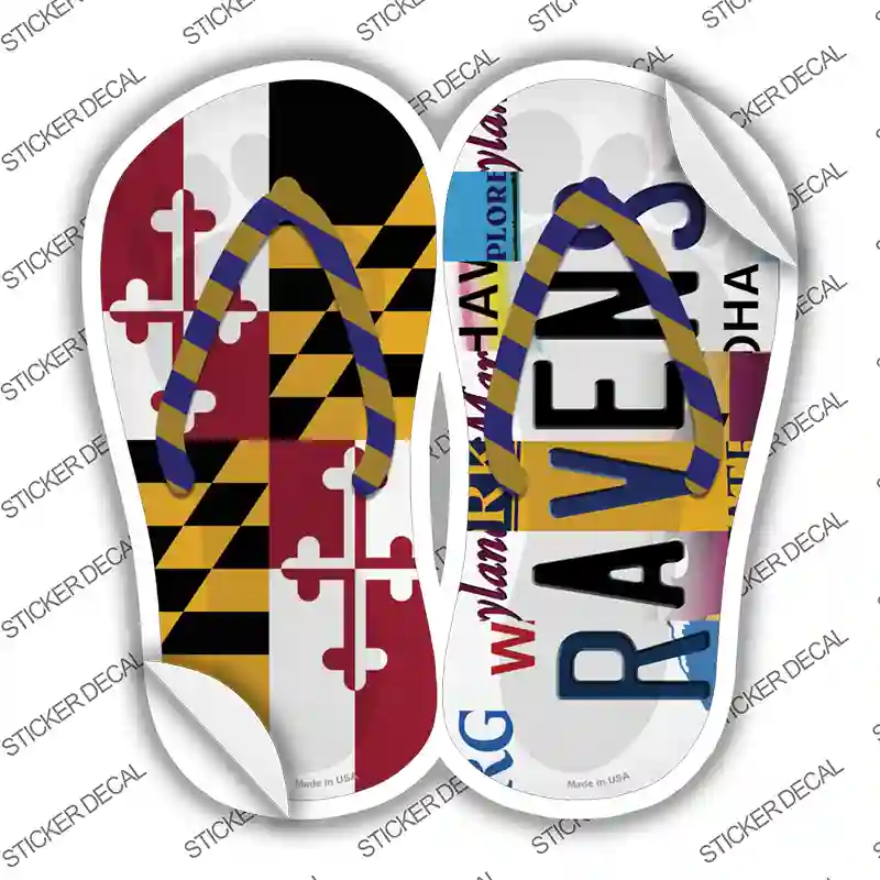 MD Flag|Ravens Strip Art Novelty Flip Flops Sticker Decal | Smart Blonde