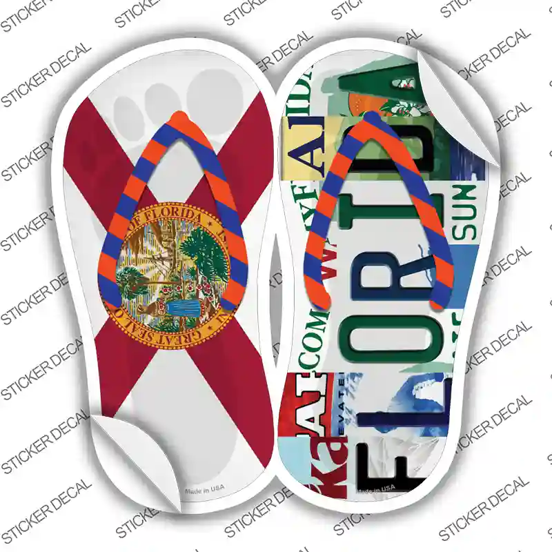 FL Flag|Florida Strip Art Novelty Flip Flops Sticker Decal | Smart Blonde