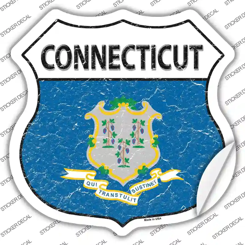 Connecticut Flag Novelty Highway Shield Sticker Decal | Smart Blonde