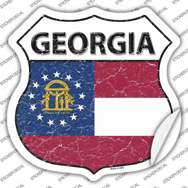 Georgia State Flag Novelty Highway Shield Sticker Decal | Smart Blonde