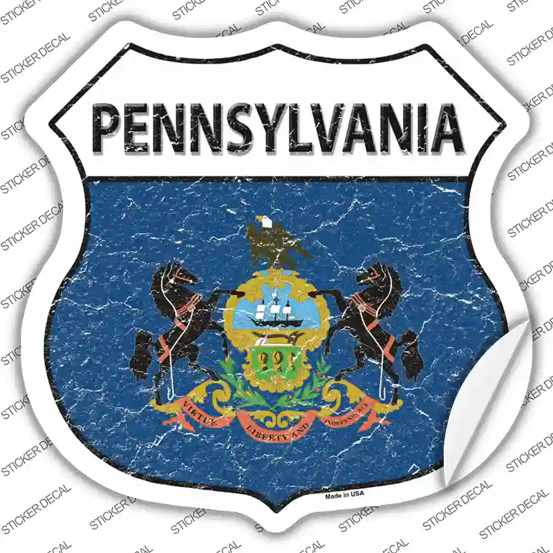 Pennsylvania Flag Novelty Highway Shield Sticker Decal | Smart Blonde