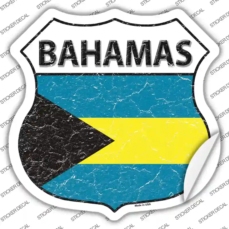 Bahamas Flag Novelty Highway Shield Sticker Decal | Smart Blonde