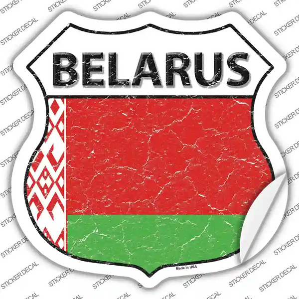 Belarus Flag Novelty Highway Shield Sticker Decal | Smart Blonde