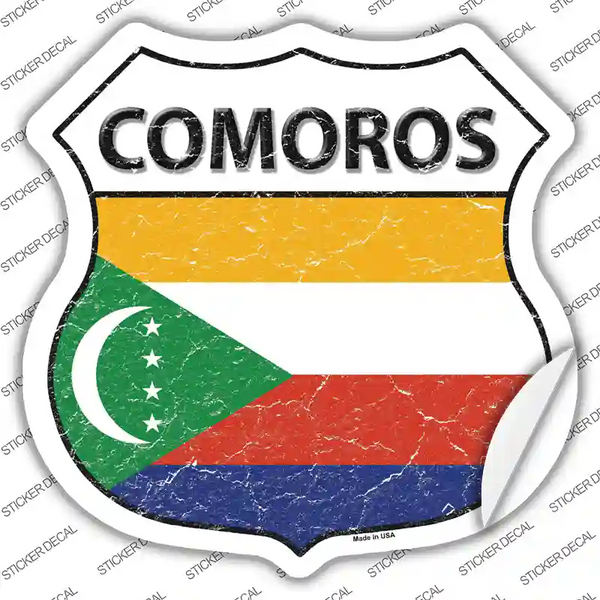 Comoros Flag Novelty Highway Shield Sticker Decal | Smart Blonde