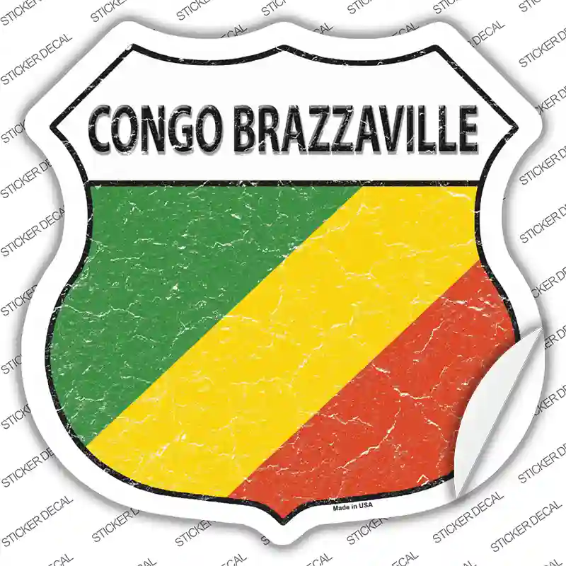 Congo Brazzaville Flag Novelty Highway Shield Sticker Decal | Smart Blonde