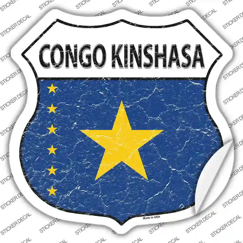 Congo Kinshasa Flag Novelty Highway Shield Sticker Decal | Smart Blonde