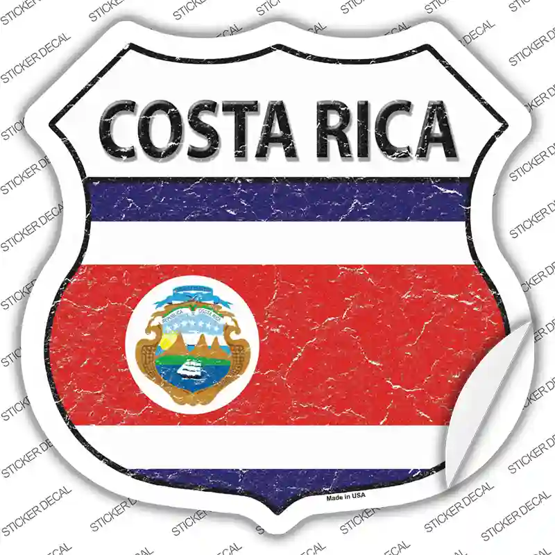 Costa Rica Flag Novelty Highway Shield Sticker Decal | Smart Blonde