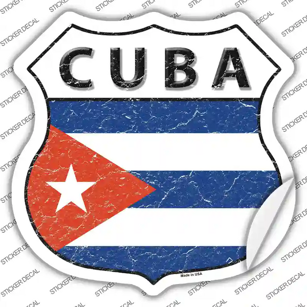 Cuba Flag Novelty Highway Shield Sticker Decal | Smart Blonde