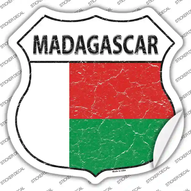 Madagascar Flag Novelty Highway Shield Sticker Decal | Smart Blonde