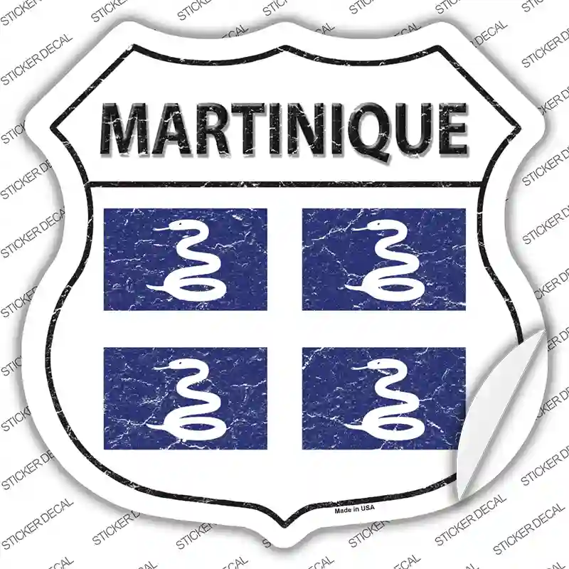 Martinique Flag Novelty Highway Shield Sticker Decal | Smart Blonde