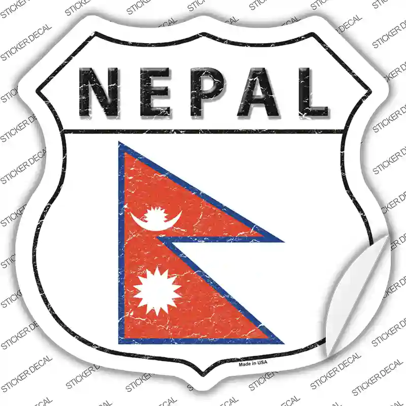 Nepal Flag Novelty Highway Shield Sticker Decal | Smart Blonde