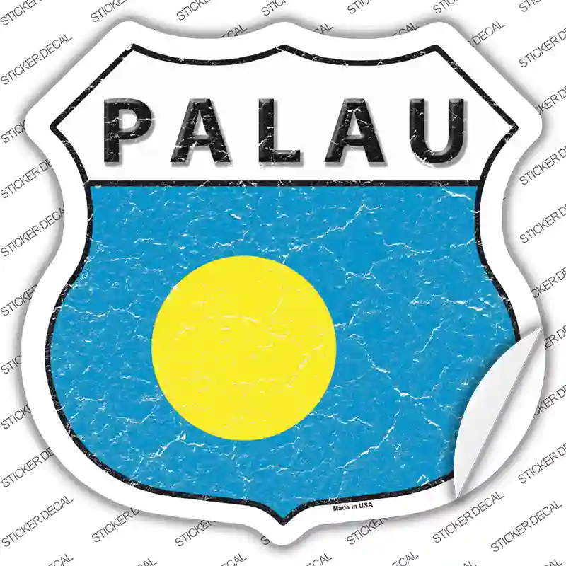 Palau Flag Novelty Highway Shield Sticker Decal | Smart Blonde