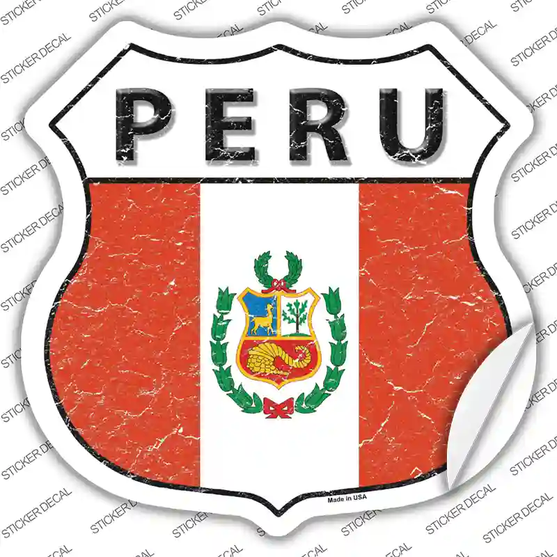 Peru Flag Novelty Highway Shield Sticker Decal | Smart Blonde