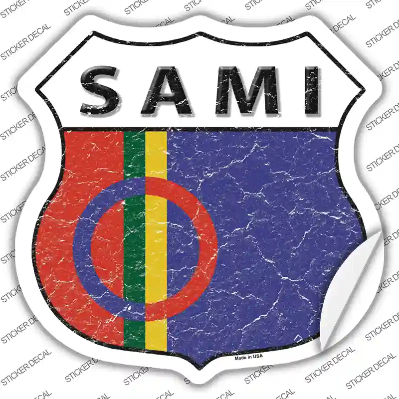 Sami Flag Novelty Highway Shield Sticker Decal | Smart Blonde